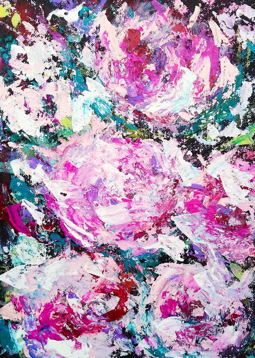'Abstract peonies' Poster, picture, metal print, paint by Larisa ...