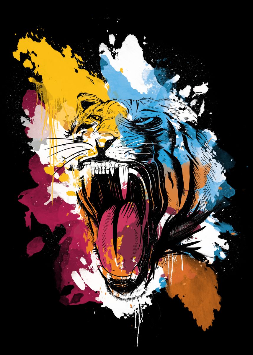 'Raging Tiger' Poster, picture, metal print, paint by Rael Mitchel ...