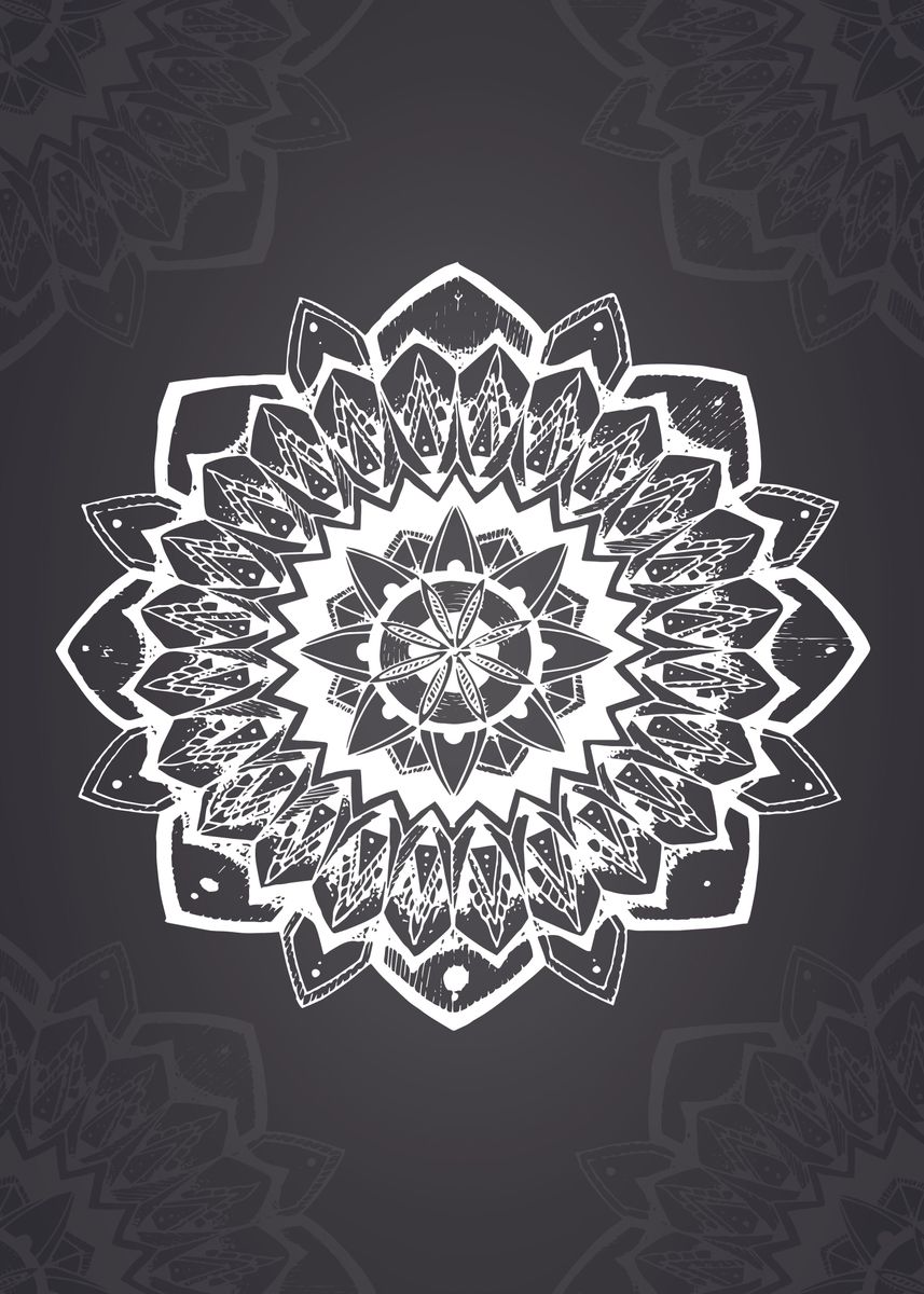 'Mandala. Grey scale ' Poster, picture, metal print, paint by Mario ...