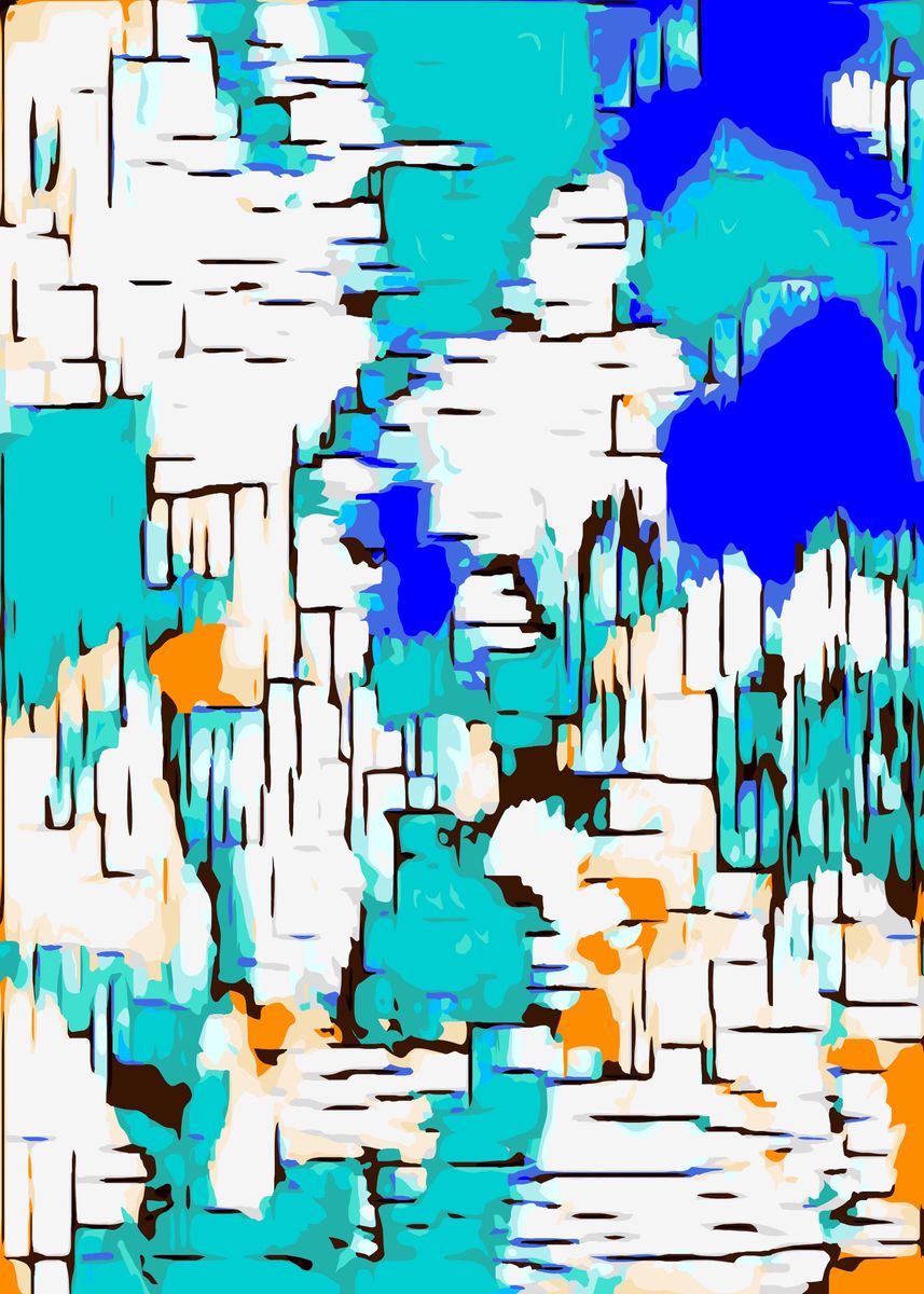 'blue green and orange drawing abstract background' Poster by timmy LA ...