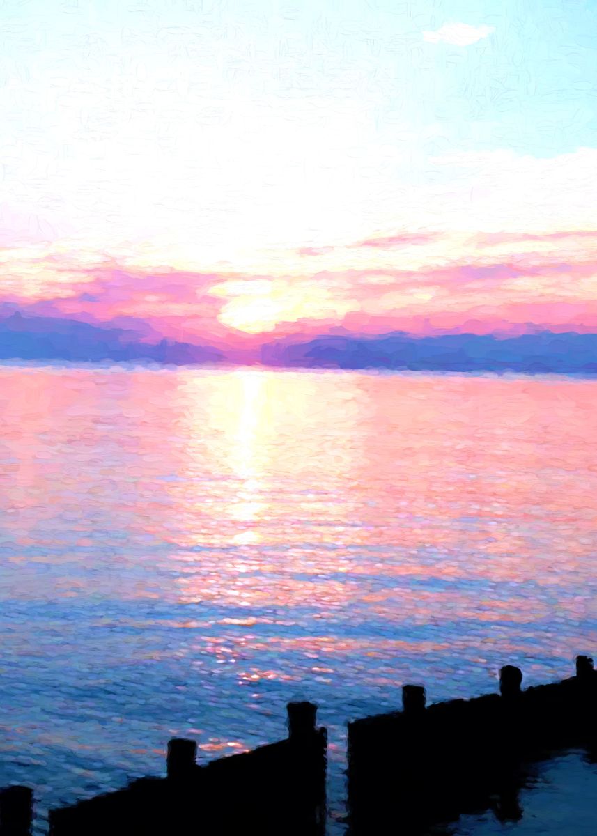 'Beach Scene #3' Poster, picture, metal print, paint by Rockett ...