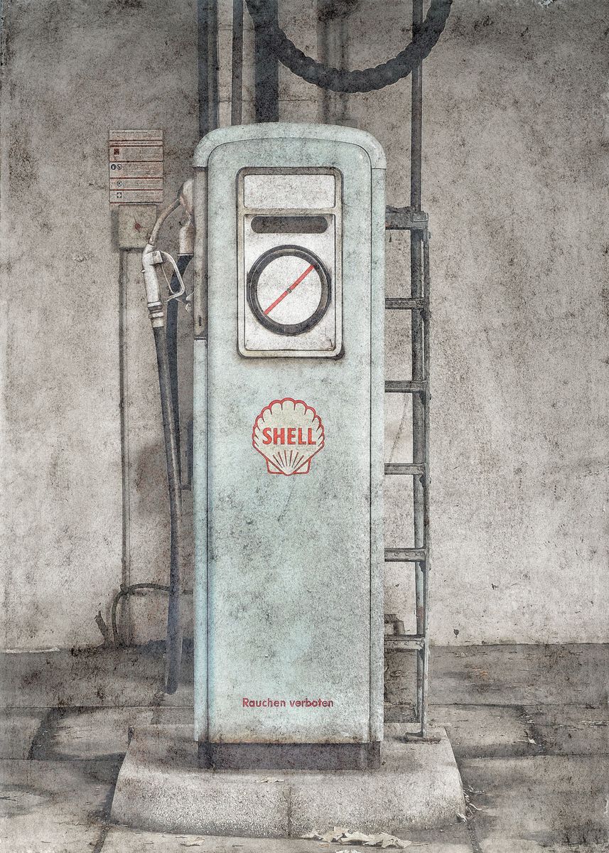 'Vintage Gas Stop' Poster, picture, metal print, paint by David Hughes ...