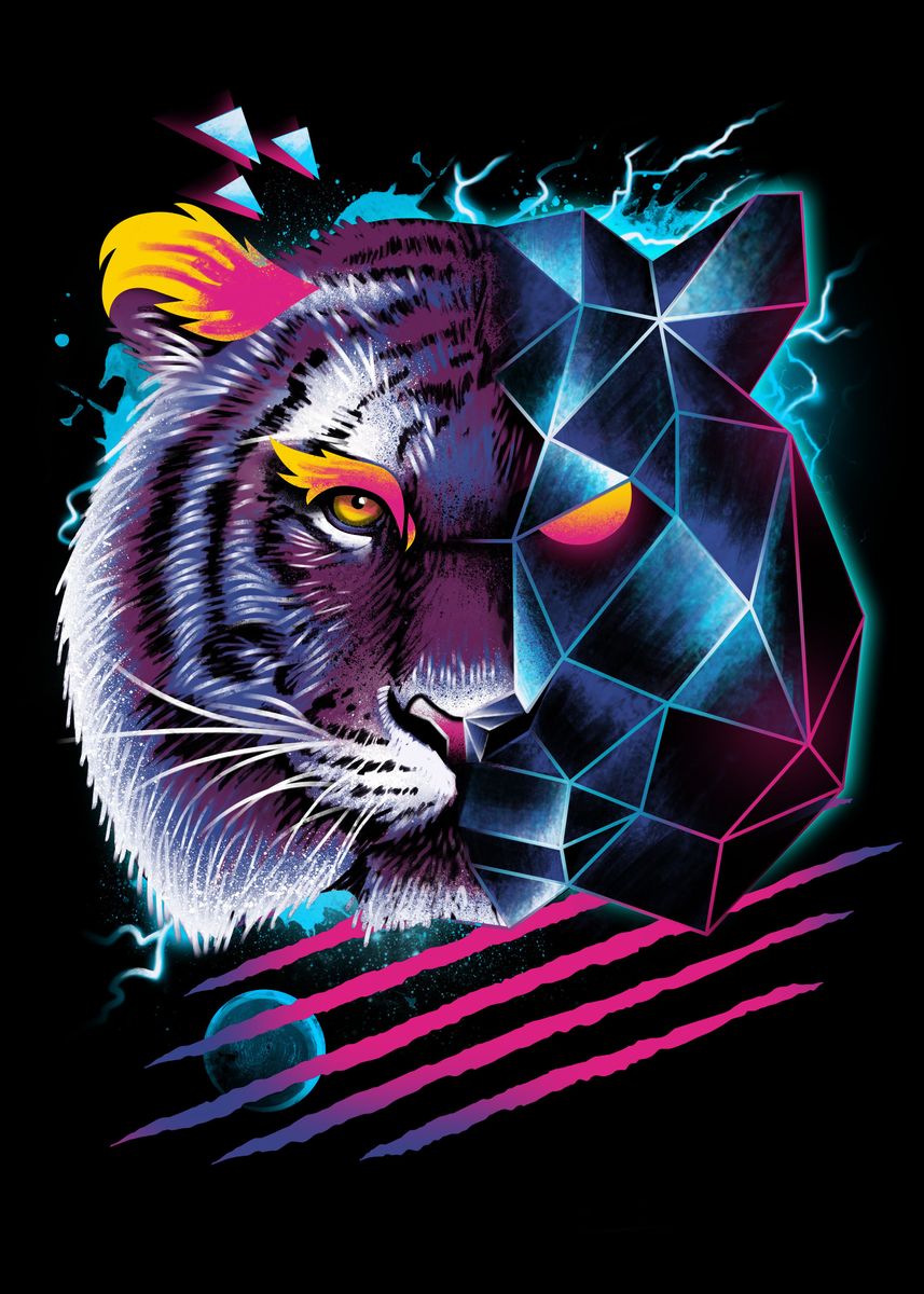'Rad Tiger' Poster, picture, metal print, paint by vp trinidad | Displate
