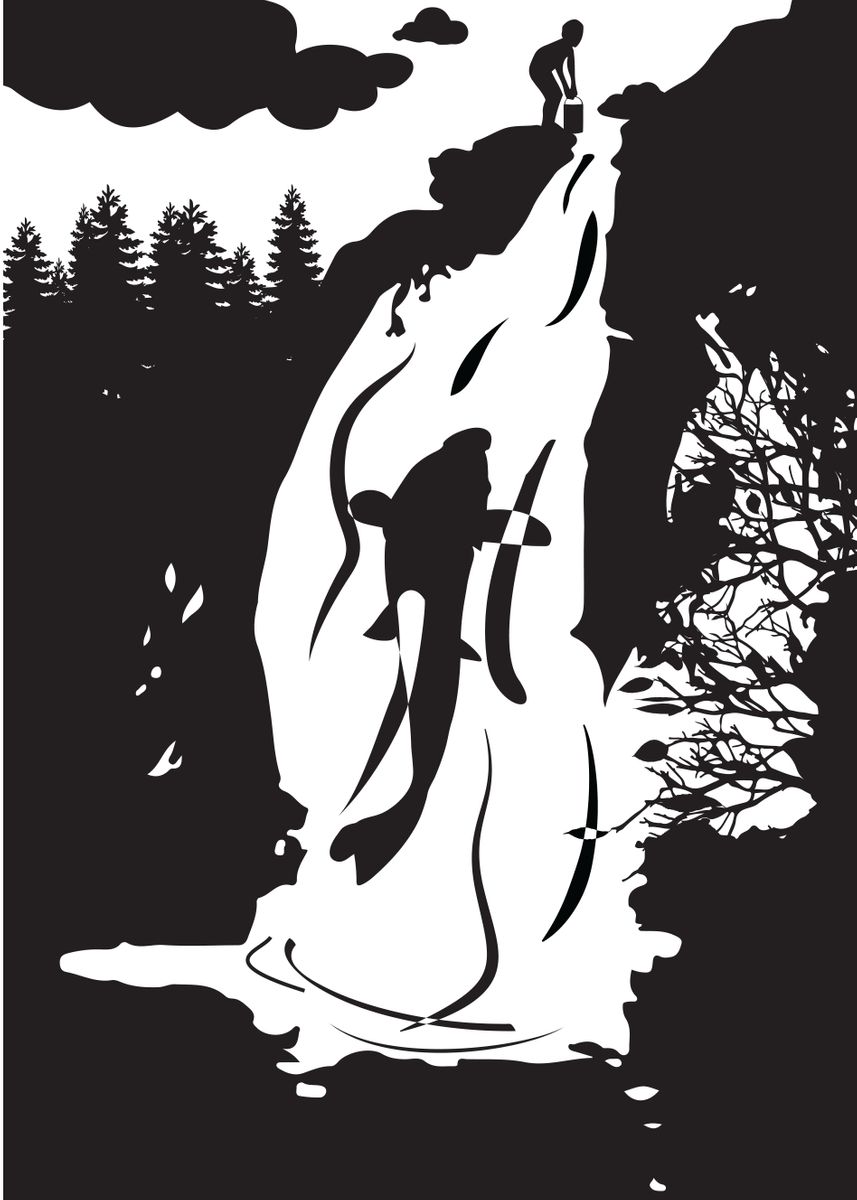 'Upstream' Poster, picture, metal print, paint by Obed Castro | Displate