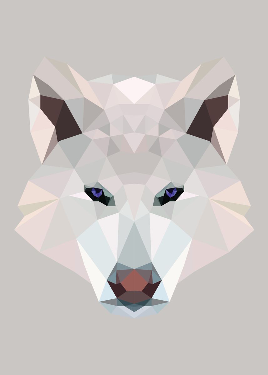 'White Wolf Poly-Art' Poster, picture, metal print, paint by Cam Slusar ...