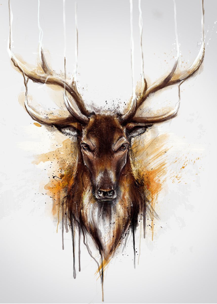'Deer (Alpha series)' Poster, picture, metal print, paint by 𝓒𝔂𝓫𝓮𝓻𝕗𝕣𝕒𝕞𝕖 ...