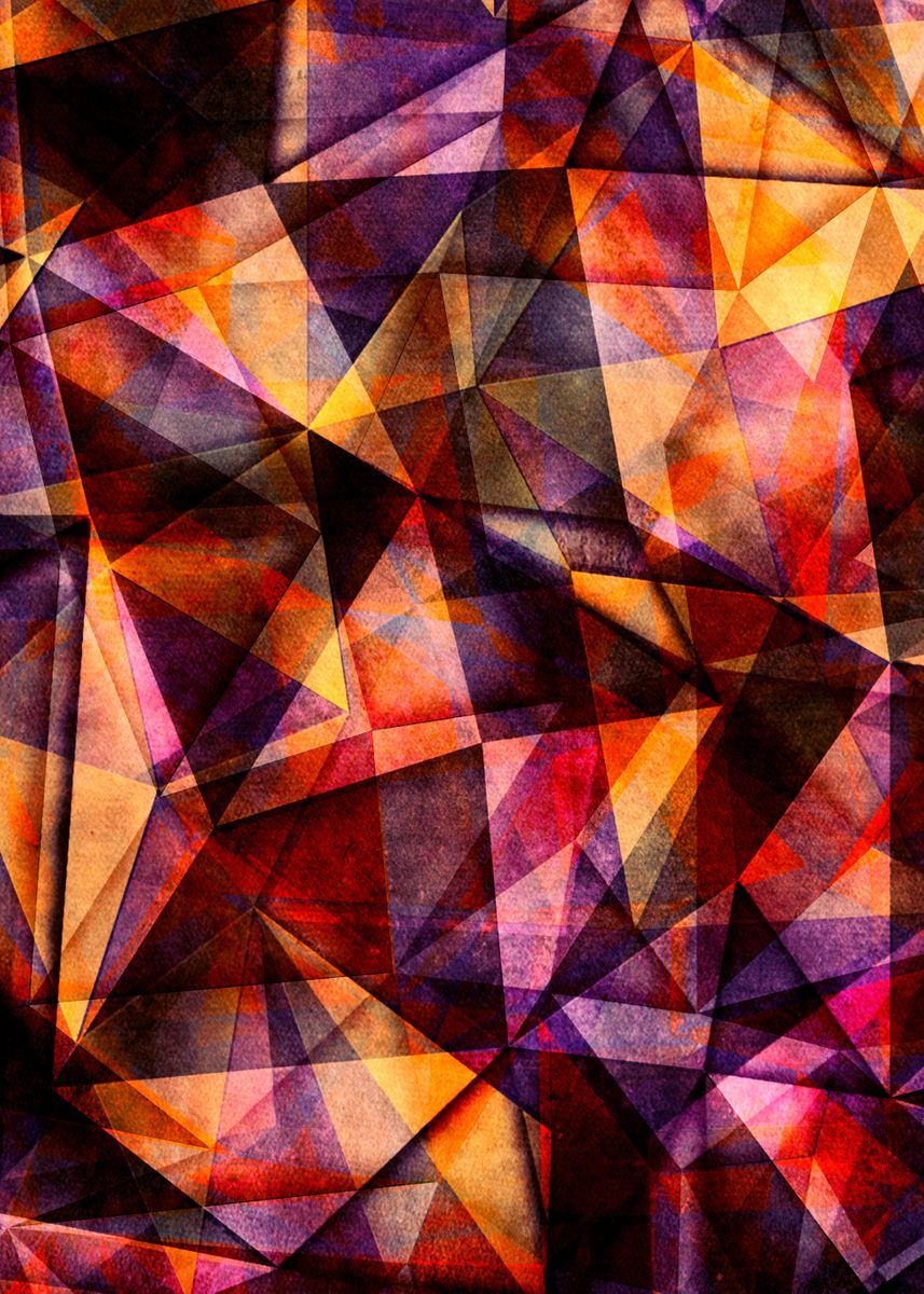 'Triangles hot' Poster, picture, metal print, paint by JBJart Justyna ...