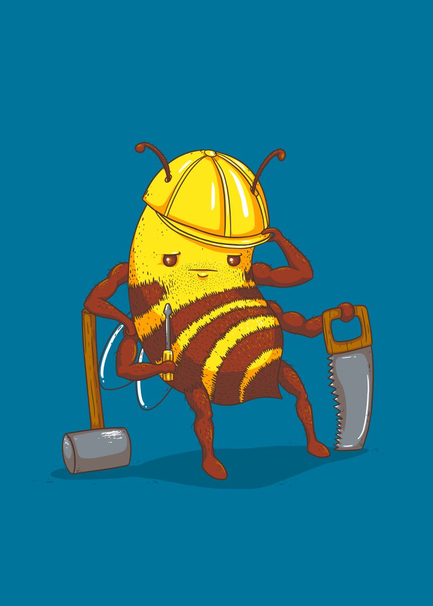 'Worker Bee' Poster, picture, metal print, paint by Lili Batista | Displate