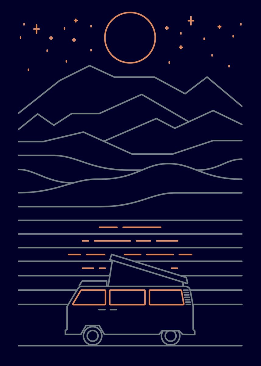 'VAN LIFE' Poster, picture, metal print, paint by Rick Crane | Displate