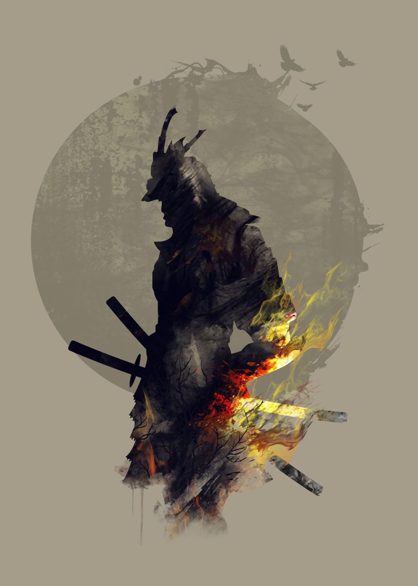 'Blazing Samurai' Poster, picture, metal print, paint by Rael Mitchel ...