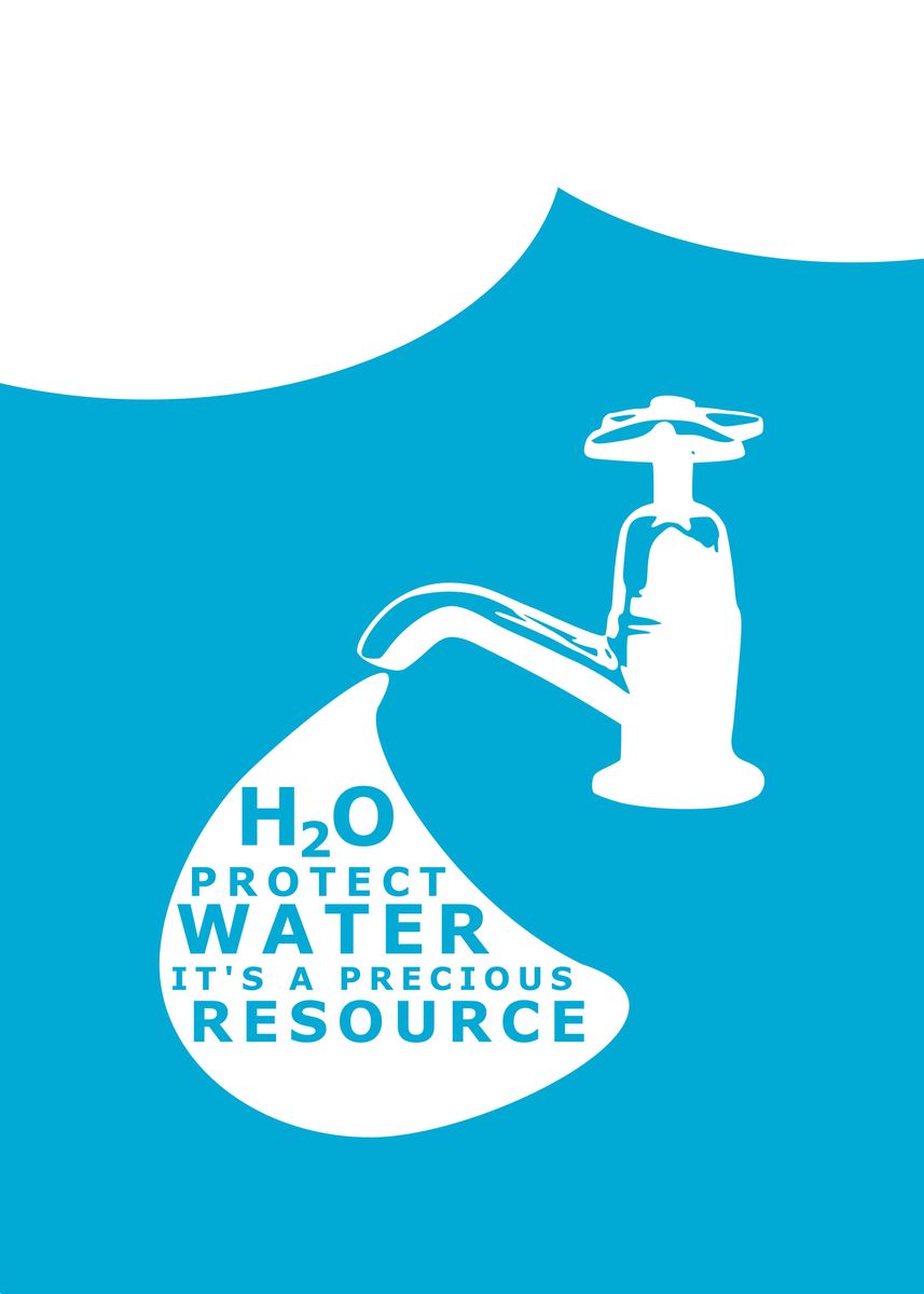 'Water conservation Stencil Style logo.' Poster, picture, metal print ...