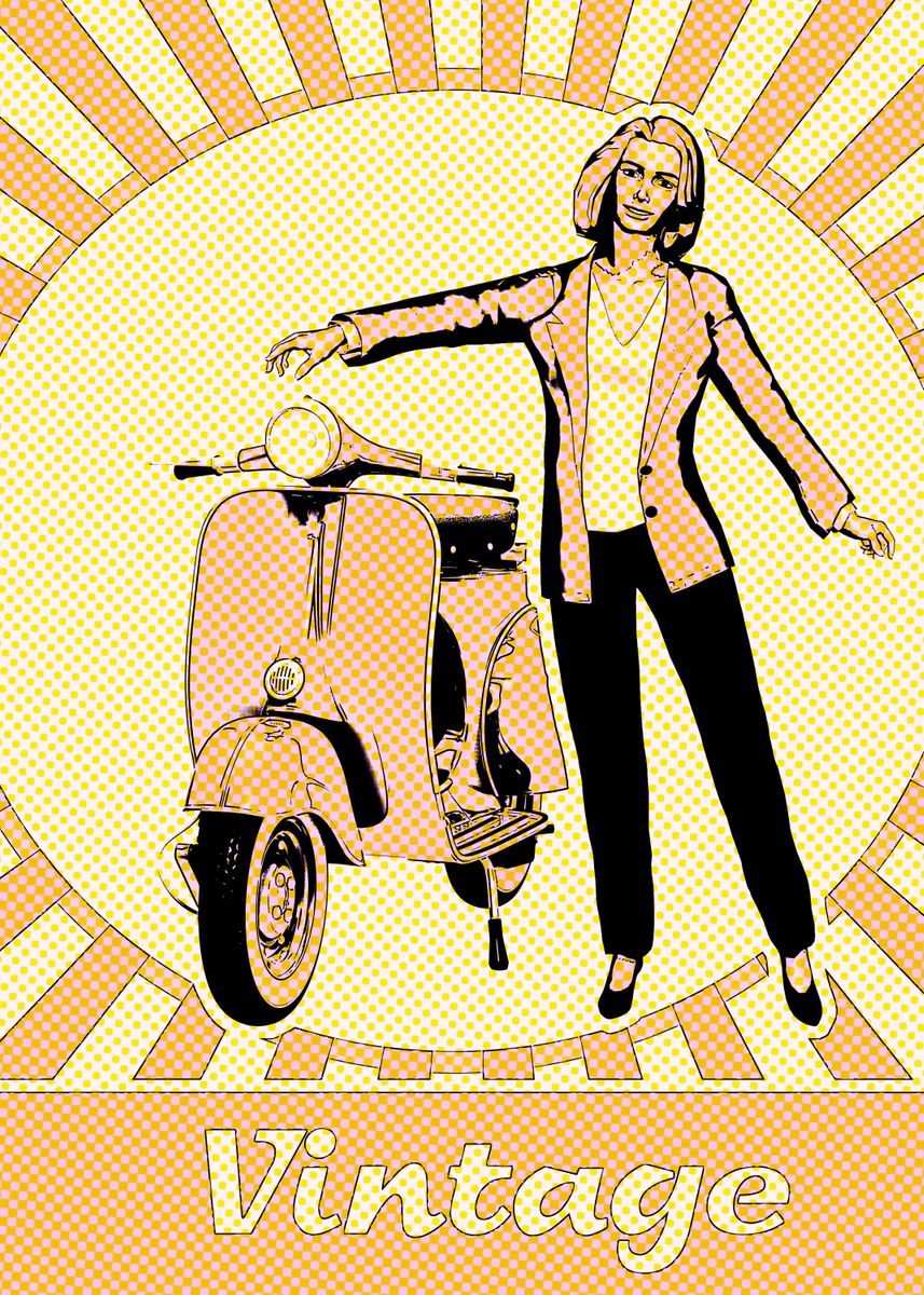 'Woman and motorcycle vintage Italian symbol' Poster, picture, metal ...