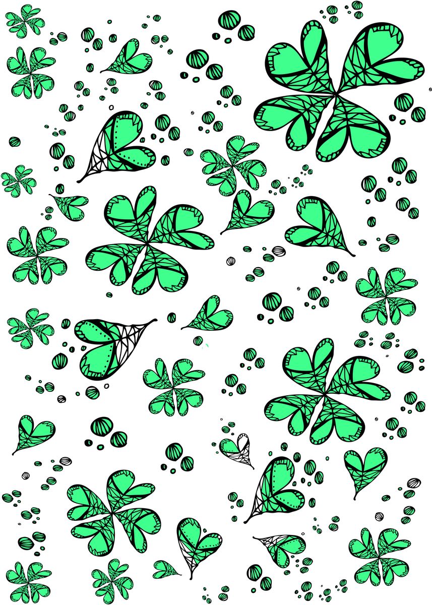 'Luck on my side! Green luck shamrocks pattern art' Poster by Cindy ...