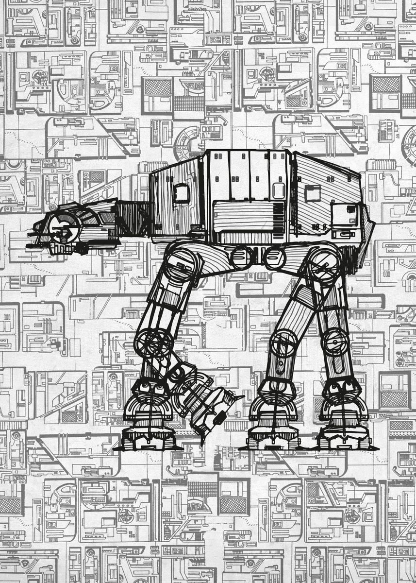 'AT-AT' Poster, picture, metal print, paint by Star Wars | Displate