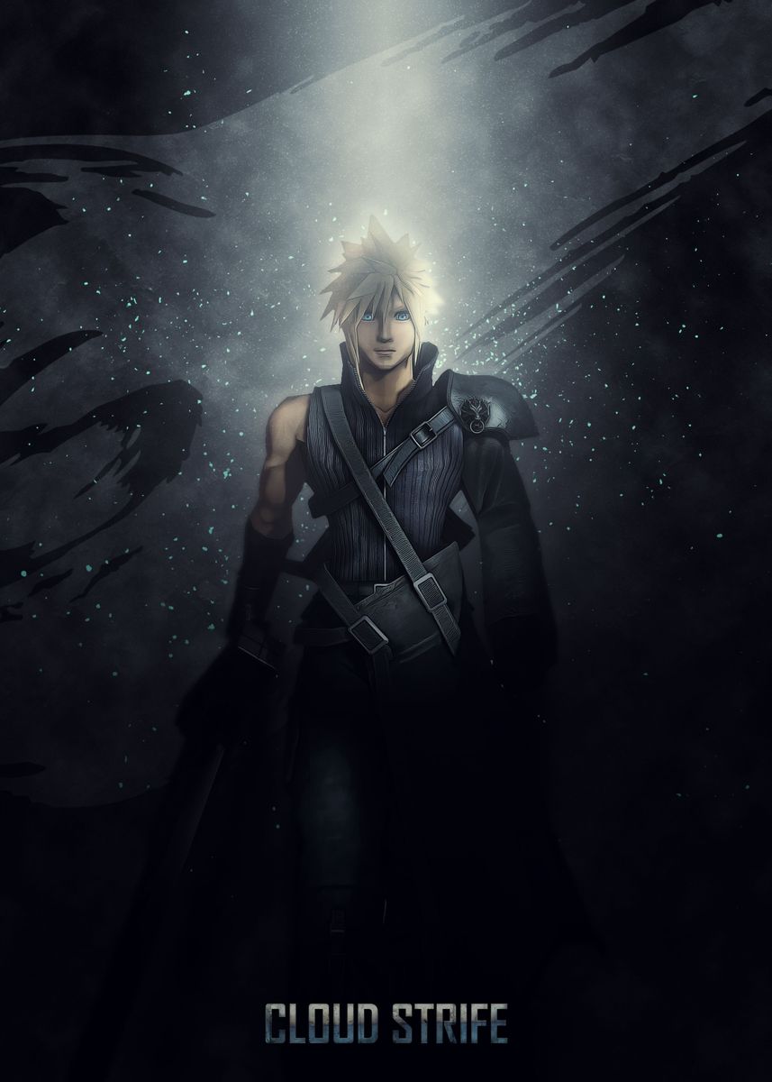 'Cloud from Final Fantasy 7' Poster, picture, metal print, paint by ...