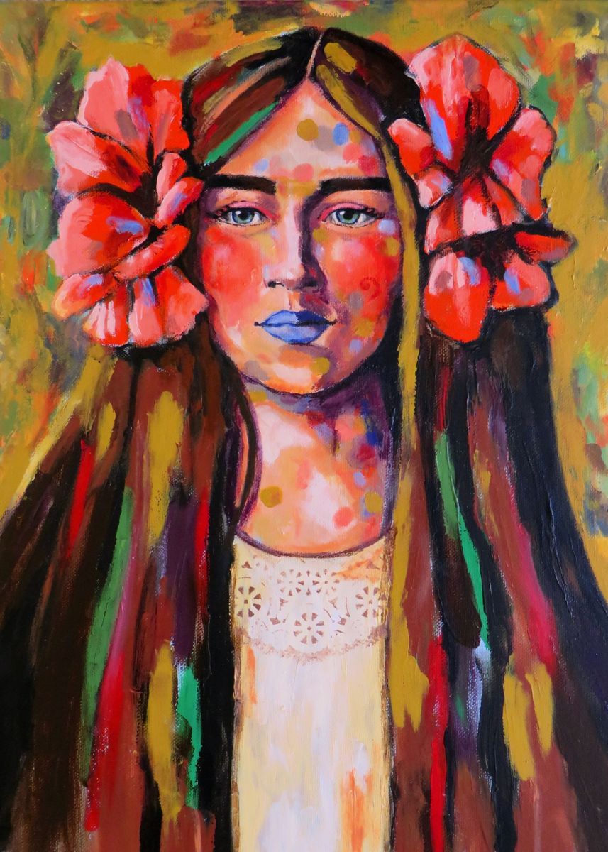 'Isabelle' Poster, picture, metal print, paint by Juliette Caron | Displate