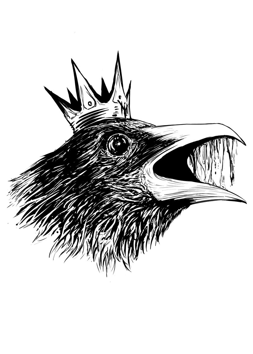 'king of crow's (bw version)' Poster, picture, metal print, paint by ...