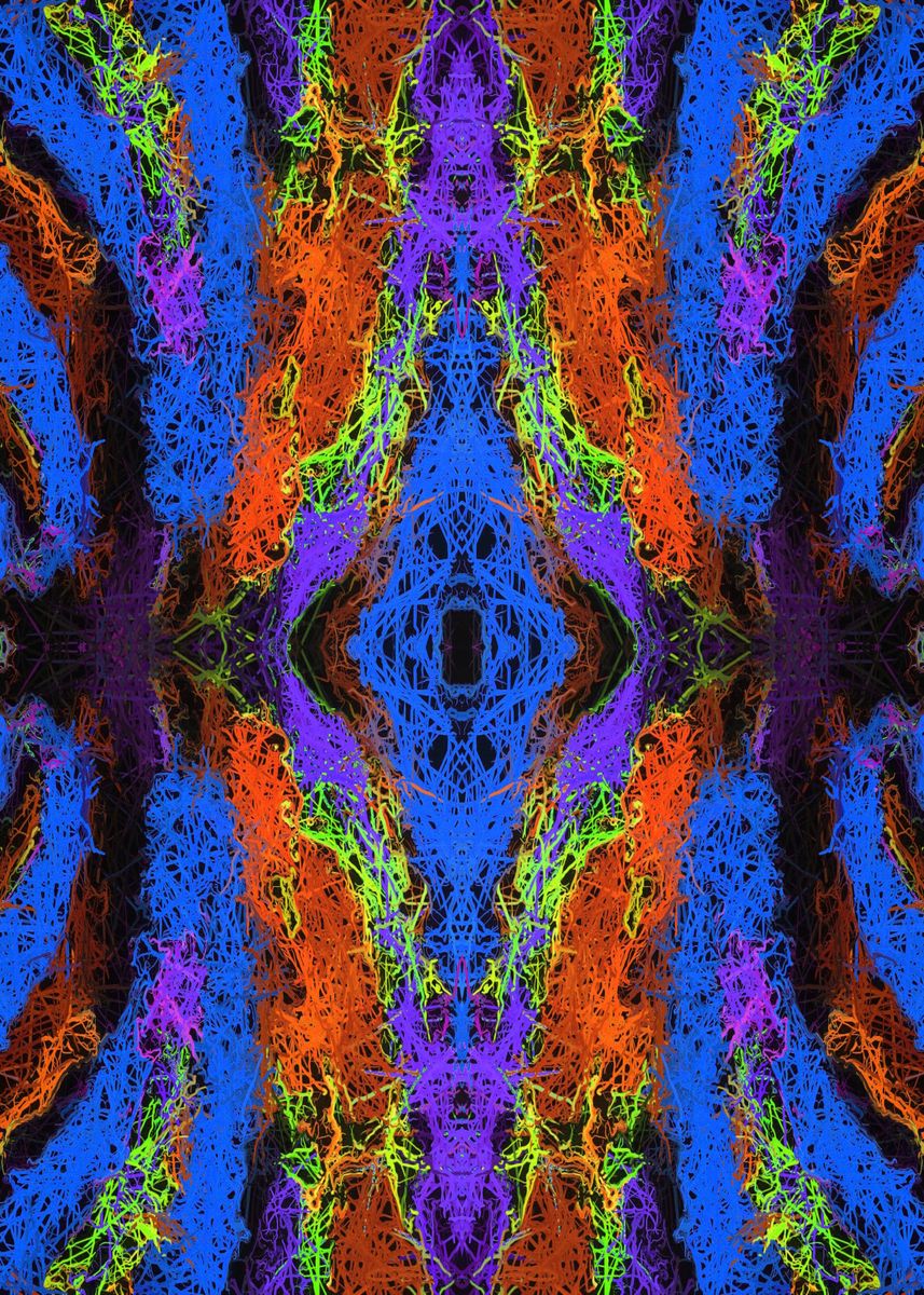 'psychedelic graffiti geometric drawing abstract in blue ... ' Poster ...