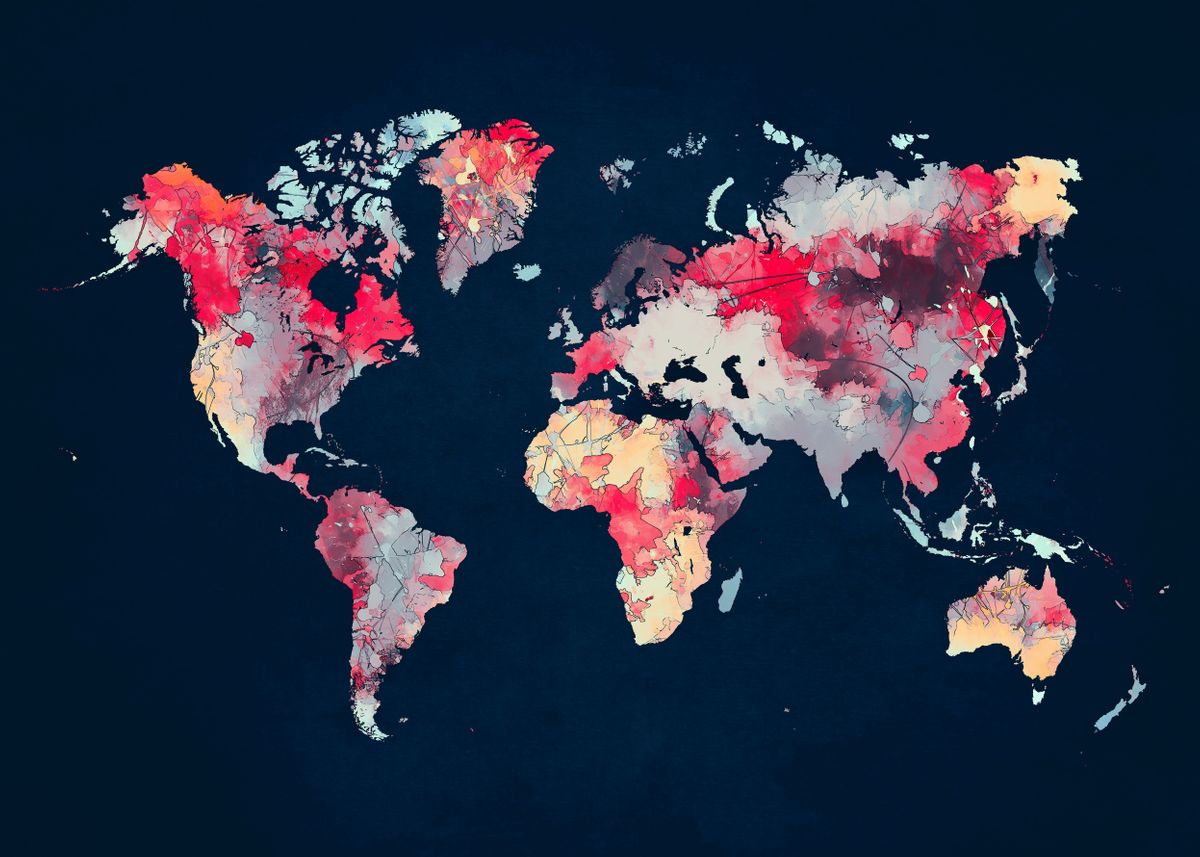 'world map cartoon' Poster by Justyna Jaszke | Displate