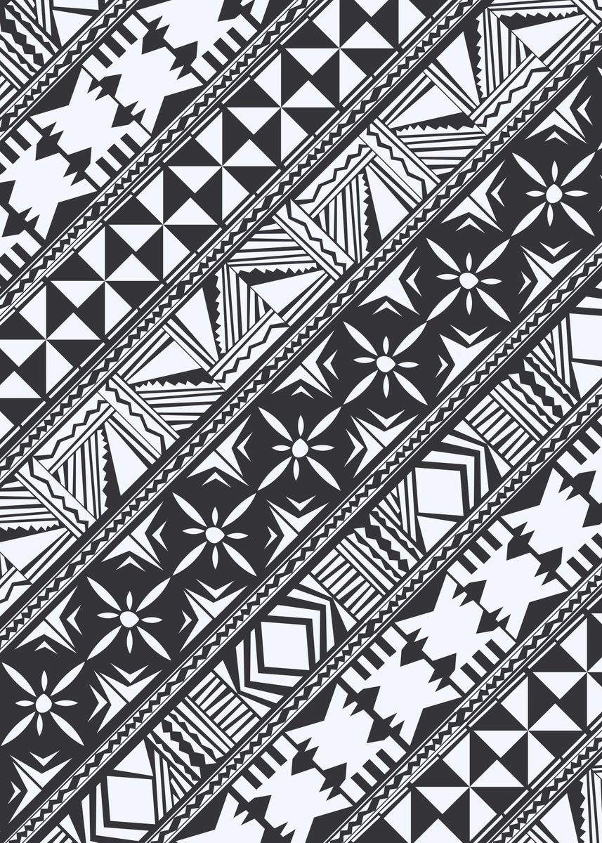 'Simple Fijian Masi design in Black and white Hope you e ... ' Poster ...
