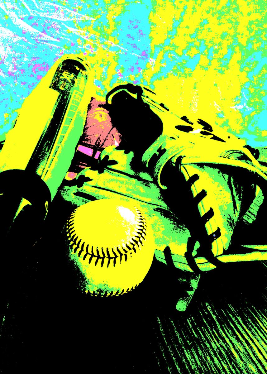 'Baseball Abstract' Poster, picture, metal print, paint by Eric ...