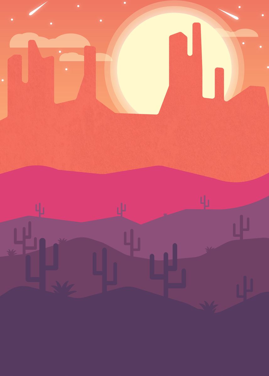 'Desert hills' Poster, picture, metal print, paint by Viktor Markstedt ...