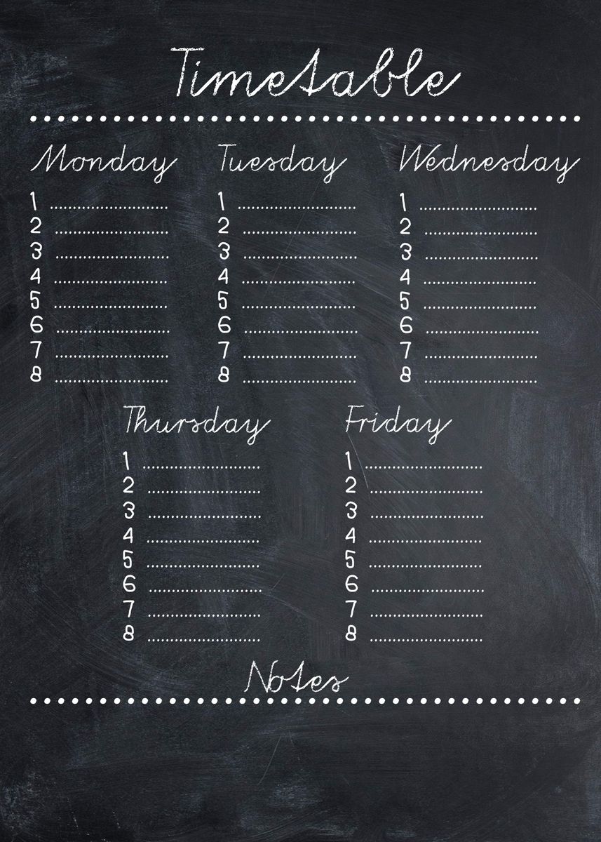 'Timetable on a blackboard' Poster, picture, metal print, paint by iniZ ...
