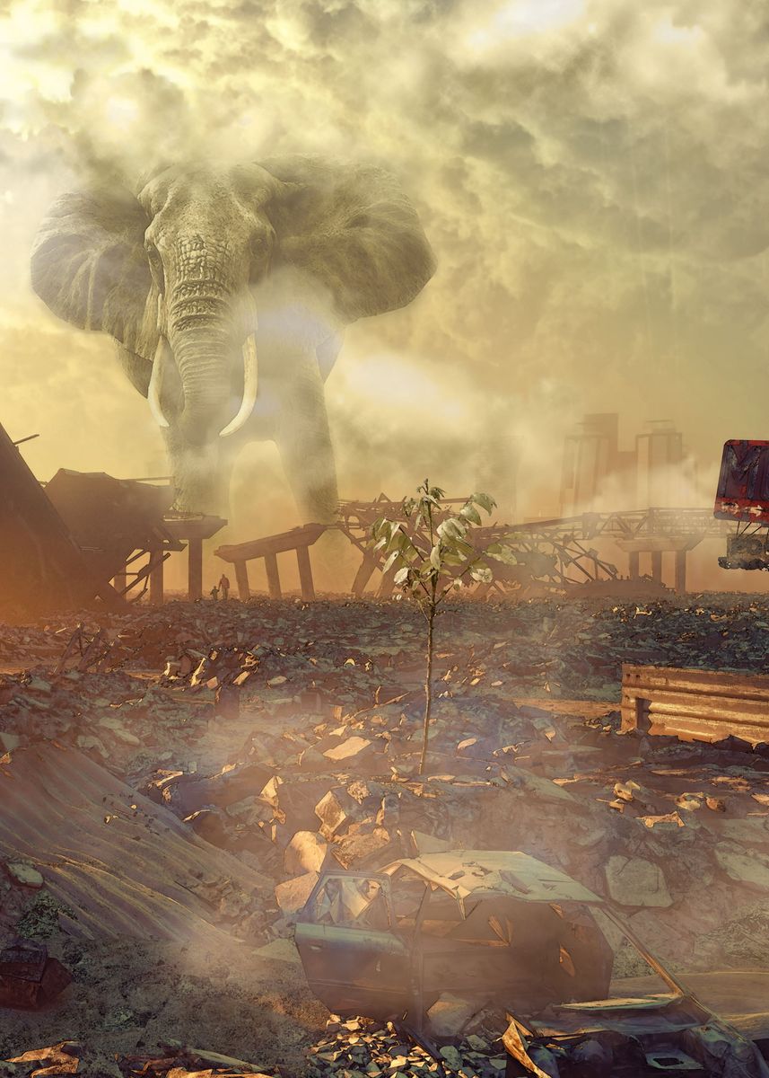 'Apocalyptic Elephant ' Poster, picture, metal print, paint by Swav ...