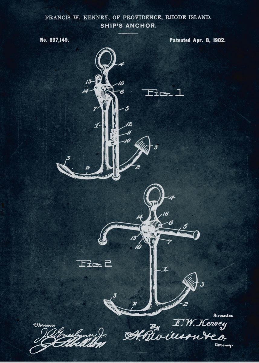 'No056 - 1902 - Ship's anchor - Inventor Francis W. Kenn ... ' Poster ...