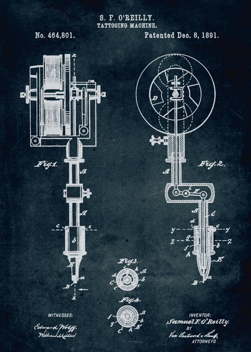 'No078 - 1891 - Tattooing machine - Inventor Samuel F. O ... ' Poster ...