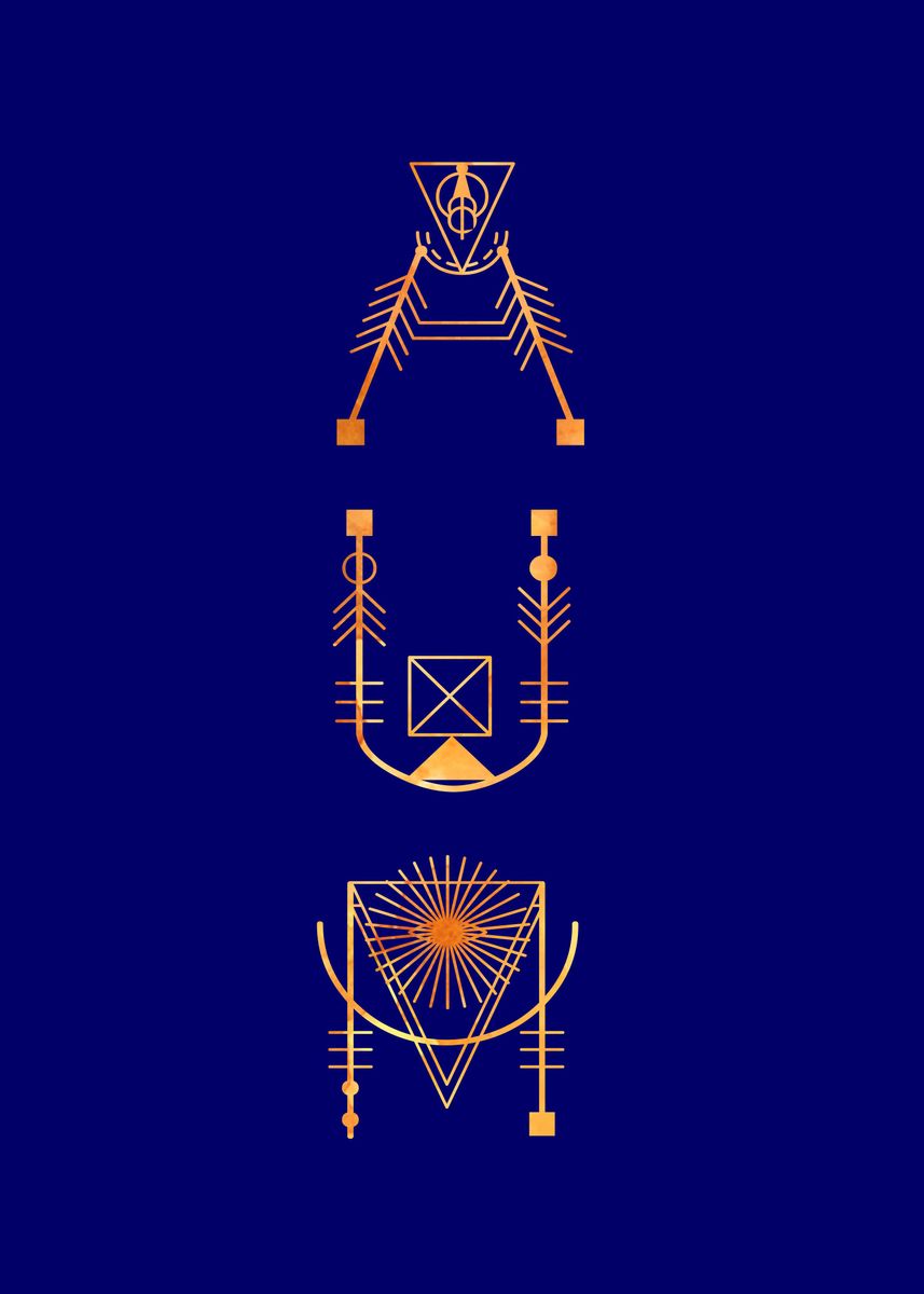 'AUM written in sacred geometric alphabet in copper with ... ' Poster ...