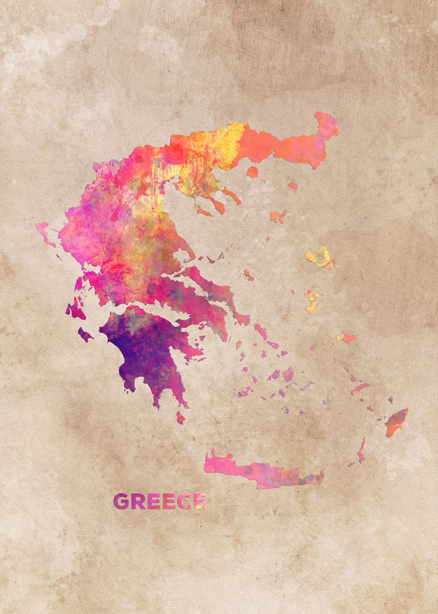 'Greece map' Poster by JBJart Justyna Jaszke | Displate