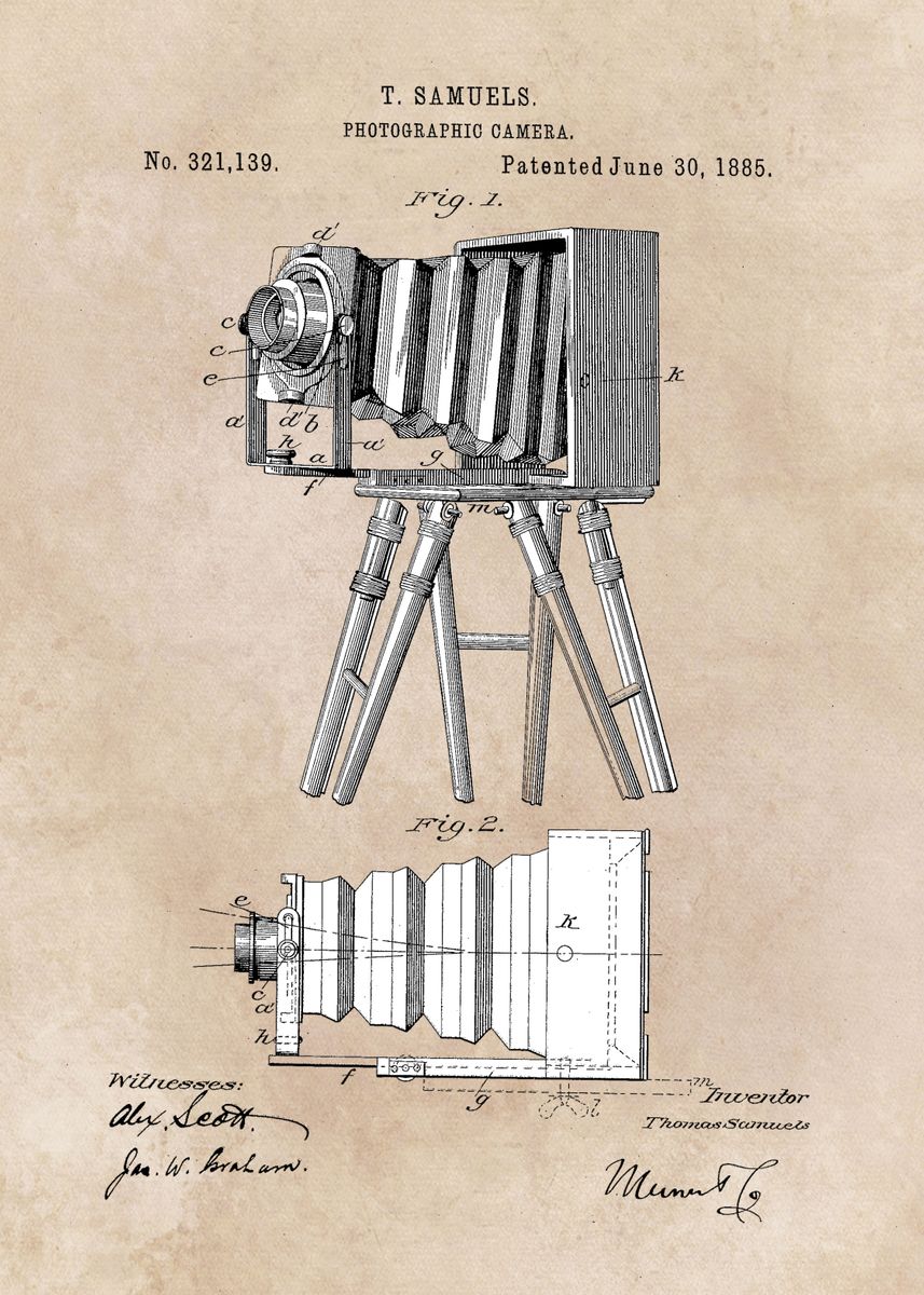 'patent art Samuels Photographic camera 1885' Poster, picture, metal ...