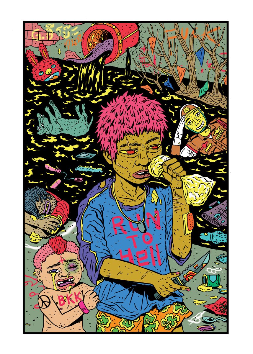 'slum boy' Poster, picture, metal print, paint by TriPUCK Supawatana ...