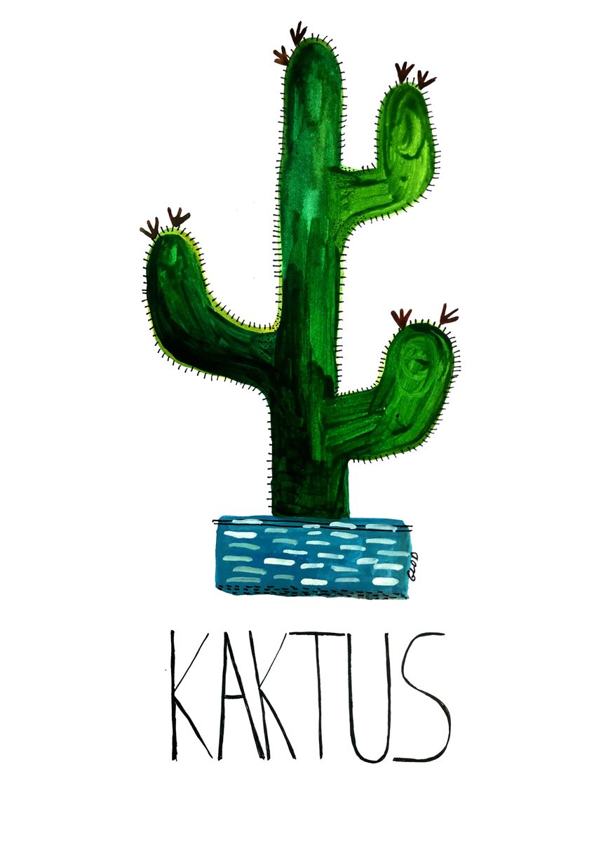 'Plain Cactus' Poster, picture, metal print, paint by Aga Glod | Displate