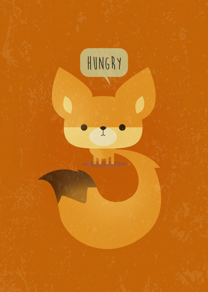 'Hungry Fox' Poster, picture, metal print, paint by Q Artwork | Displate