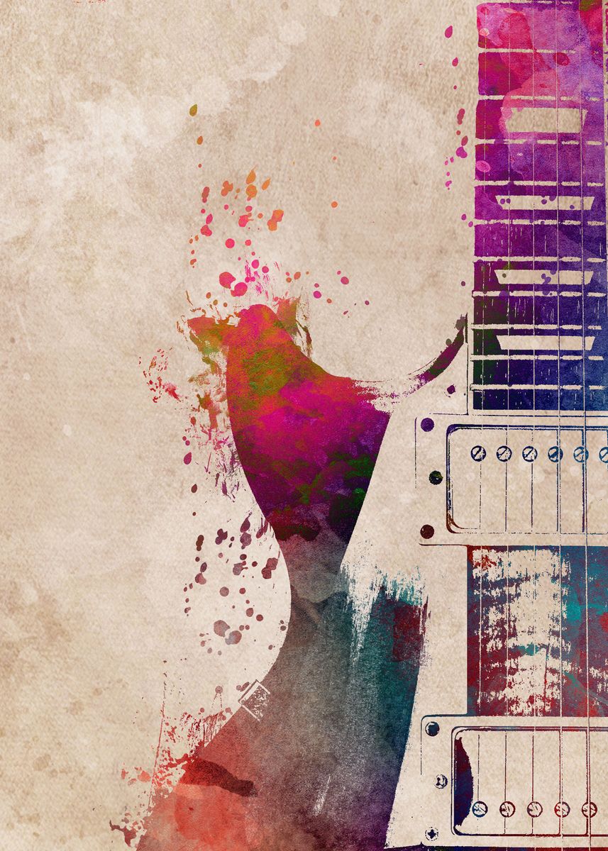 'Guitar' Poster, picture, metal print, paint by JBJart Justyna Jaszke ...