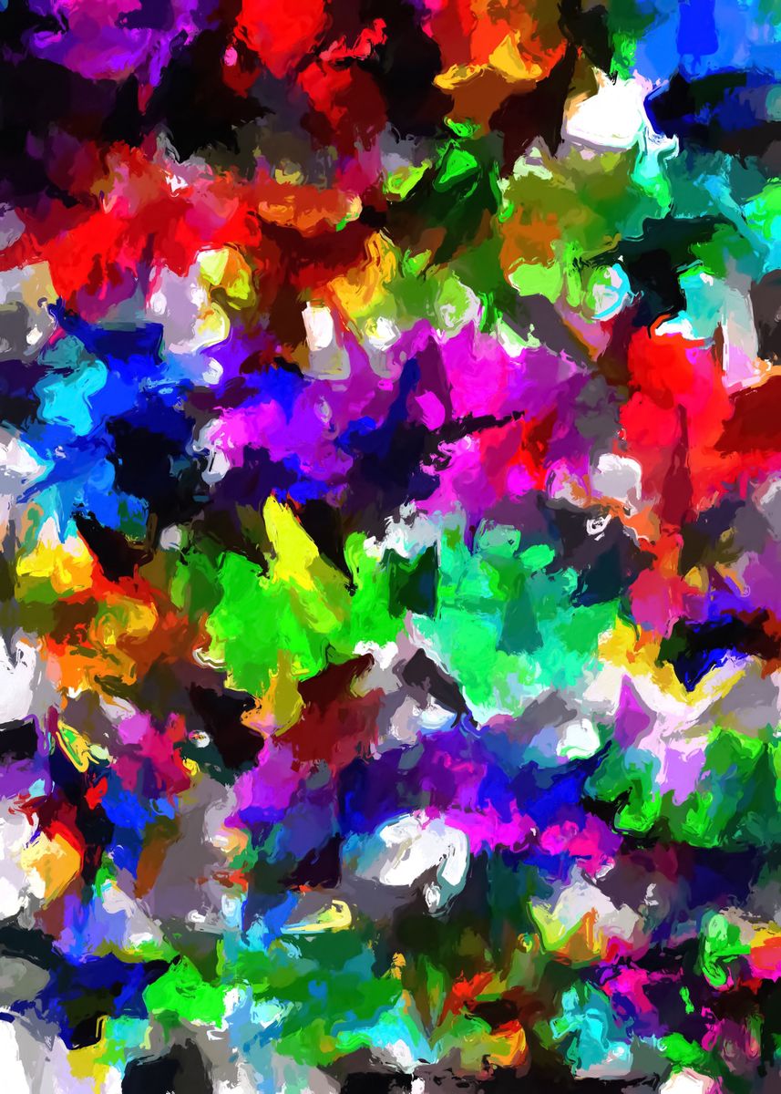 'psychedelic splash painting abstract texture in pi' Poster, picture ...