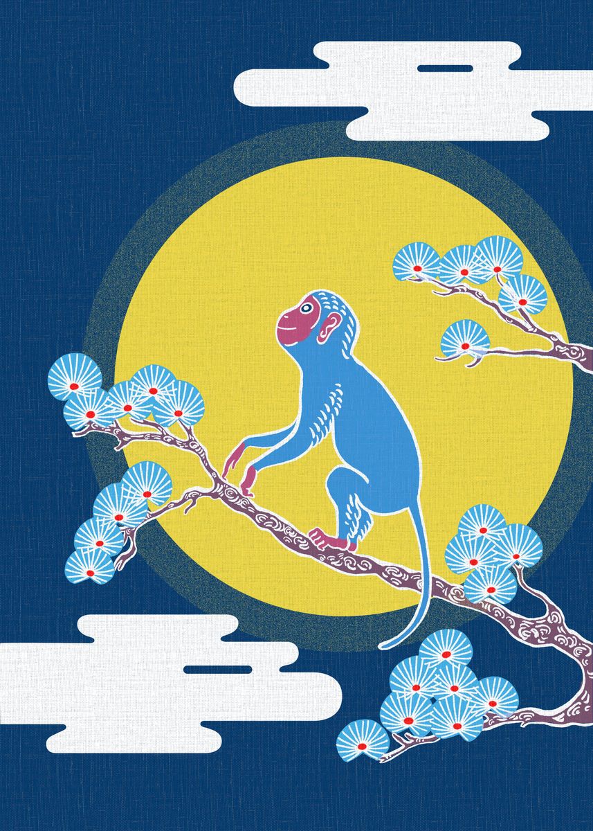 'Saru' Poster, picture, metal print, paint by Kitsune Yumiko | Displate