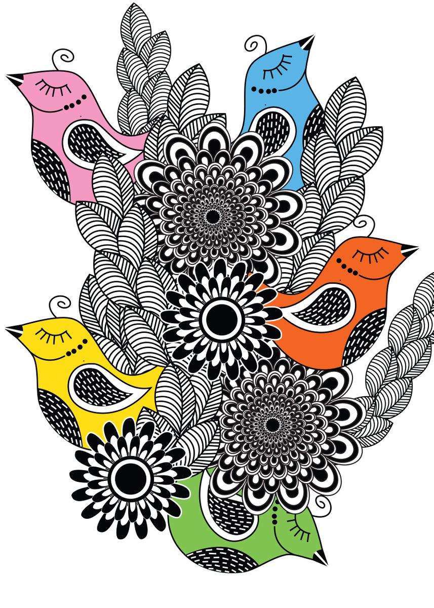 'color birds' Poster, picture, metal print, paint by Taslima Akter ...