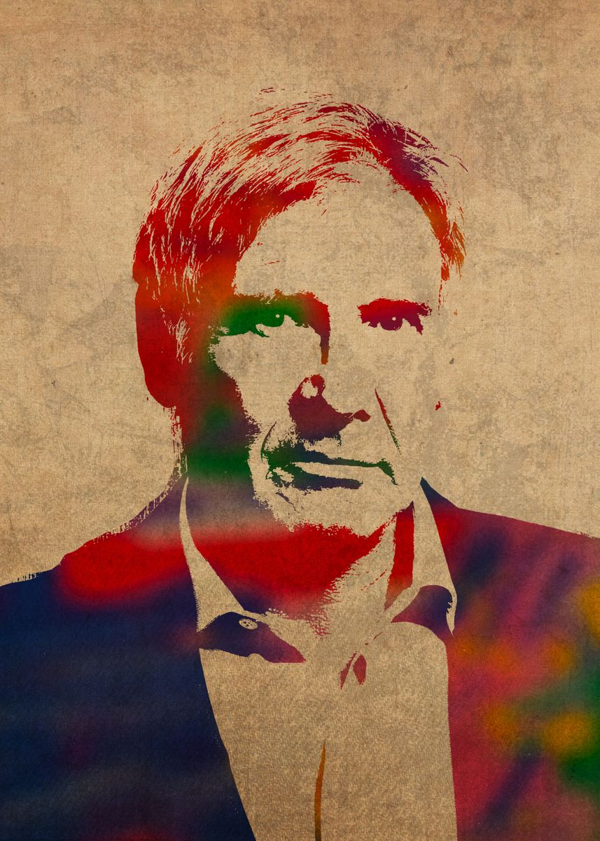 'Harrison Ford Watercolor Portrait' Poster by Design Turnpike | Displate