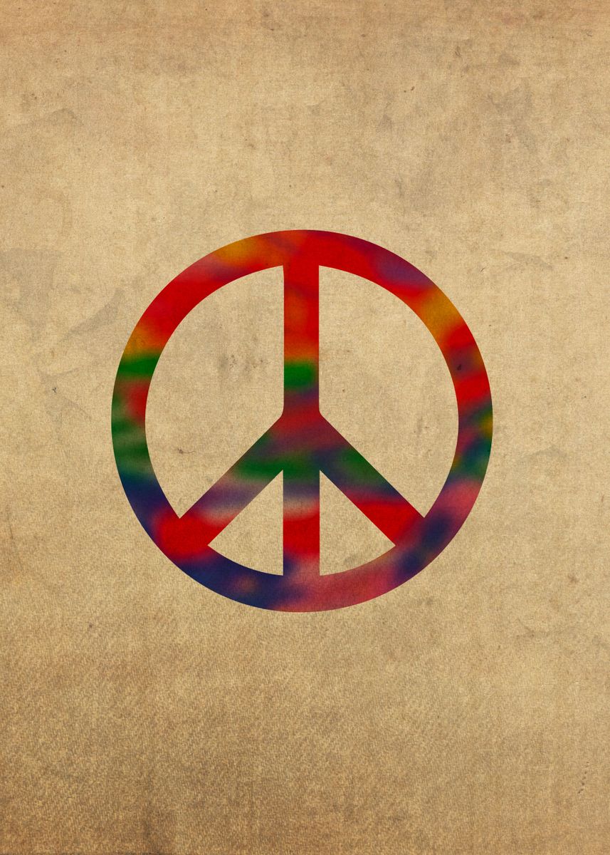 'Peace Sign Symbol in Watercolor' Poster, picture, metal print, paint ...