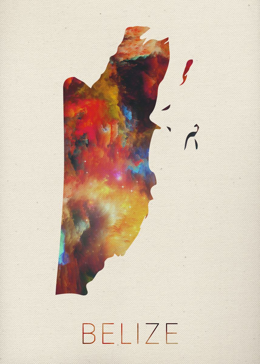 'Belize Watercolor Map' Poster, picture, metal print, paint by Design ...