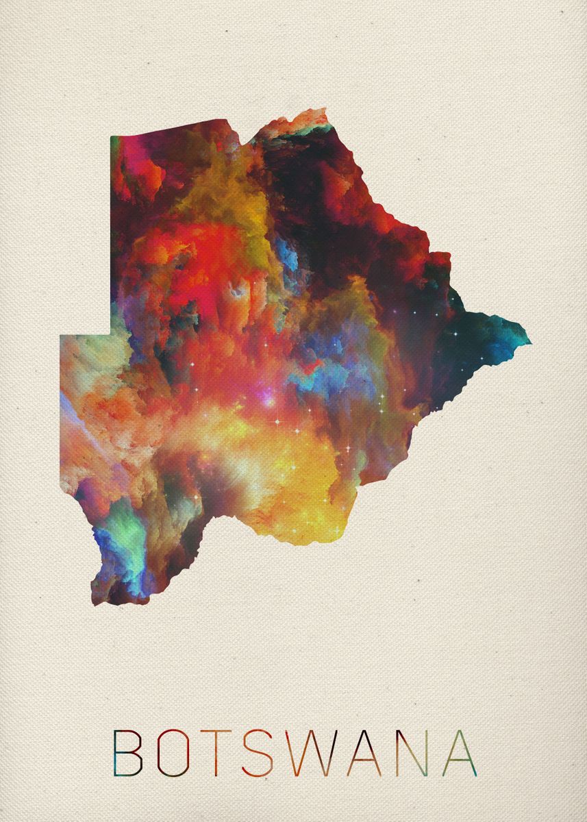 'Botswana Watercolor Map' Poster, picture, metal print, paint by Design ...