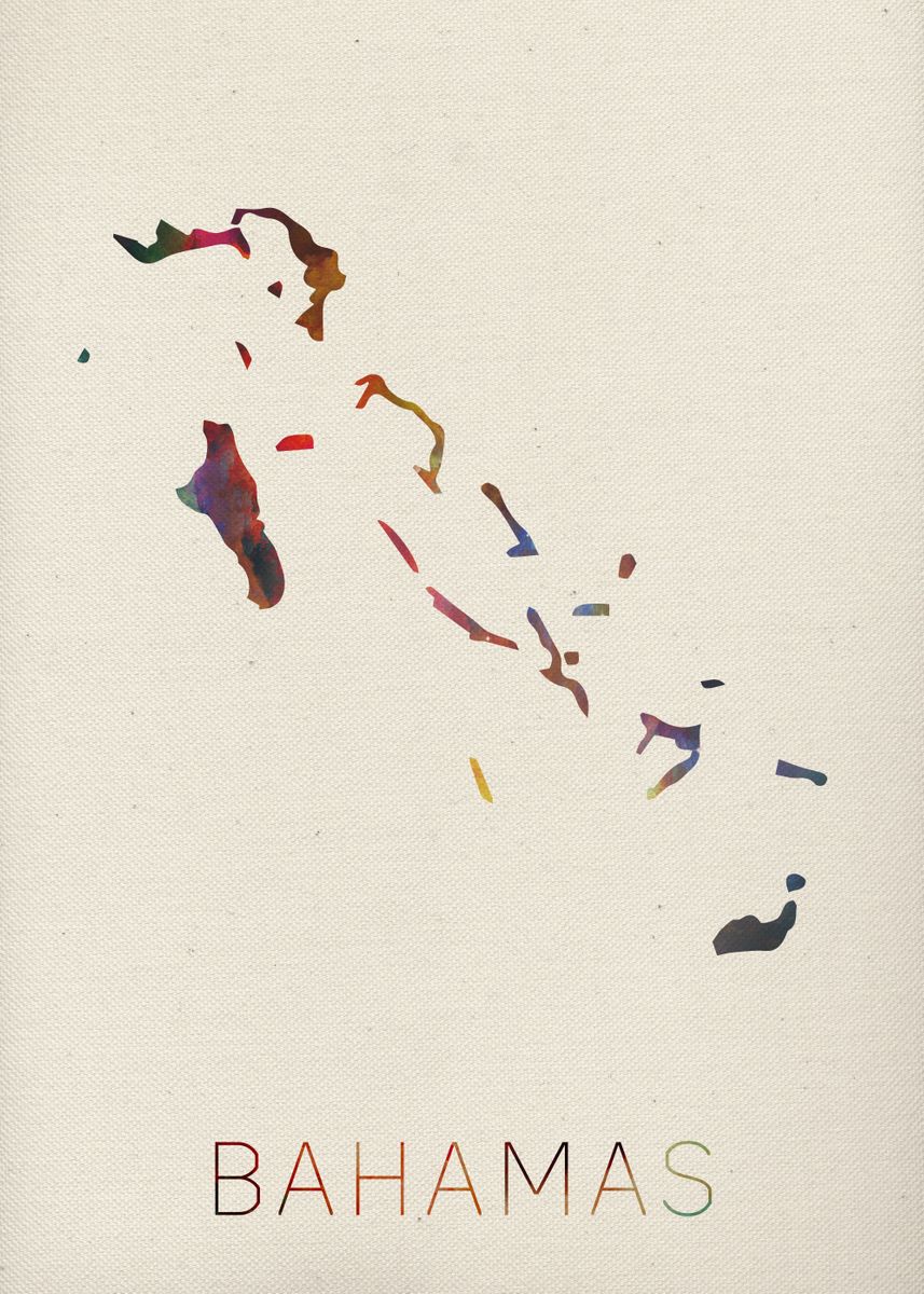 'The Bahamas Watercolor Map' Poster, picture, metal print, paint by ...