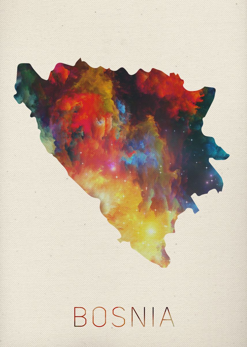 'Bosnia Watercolor Map' Poster, picture, metal print, paint by Design ...