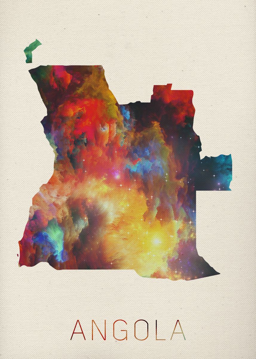 'Angola Watercolor Map' Poster, picture, metal print, paint by Design ...