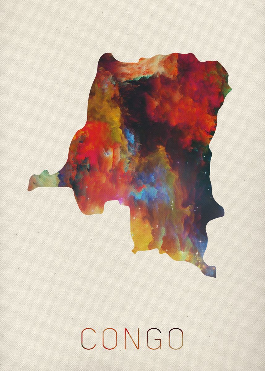 'Congo Watercolor Map' Poster, picture, metal print, paint by Design ...