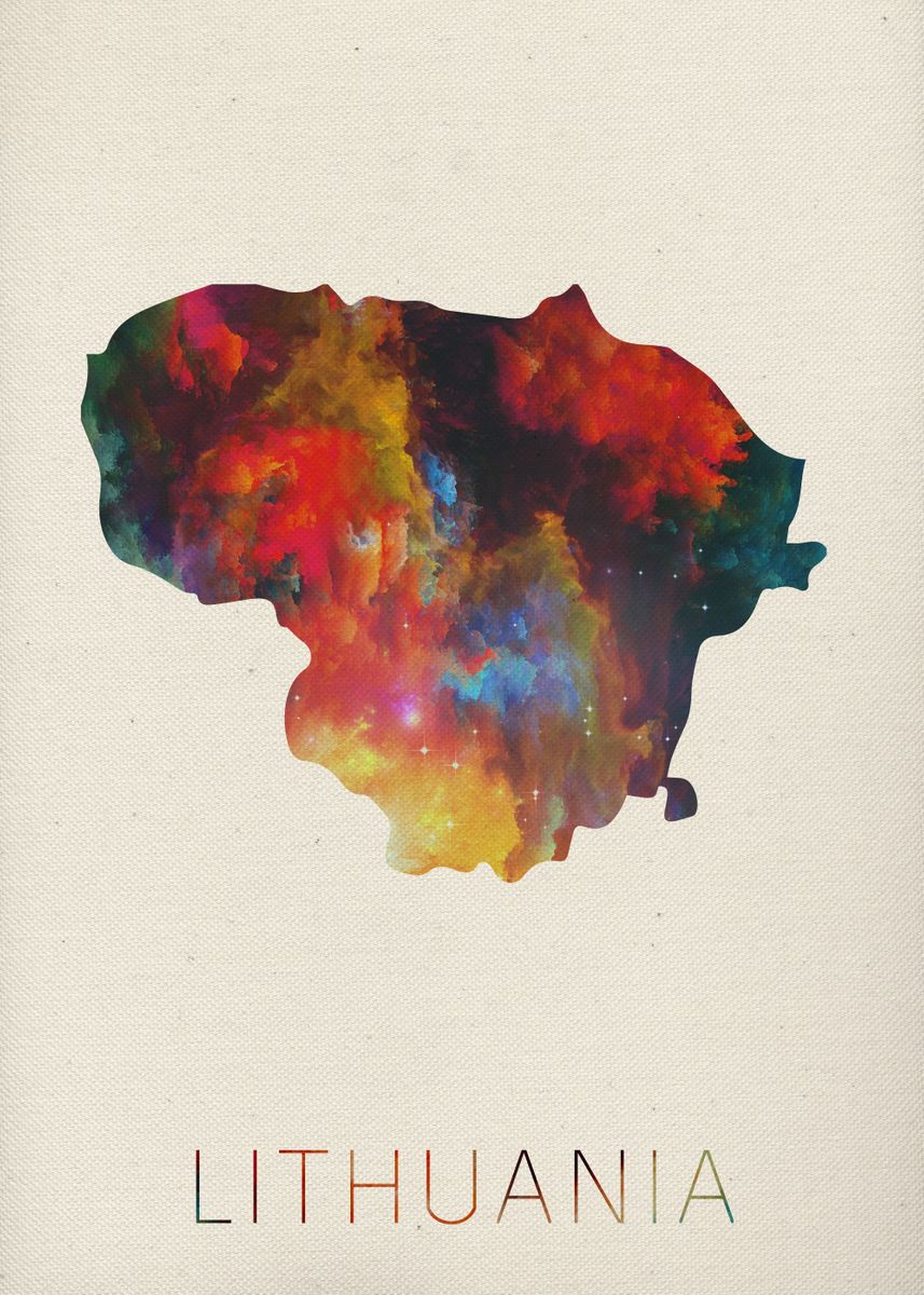 'Lithuania Watercolor Map' Poster, picture, metal print, paint by ...