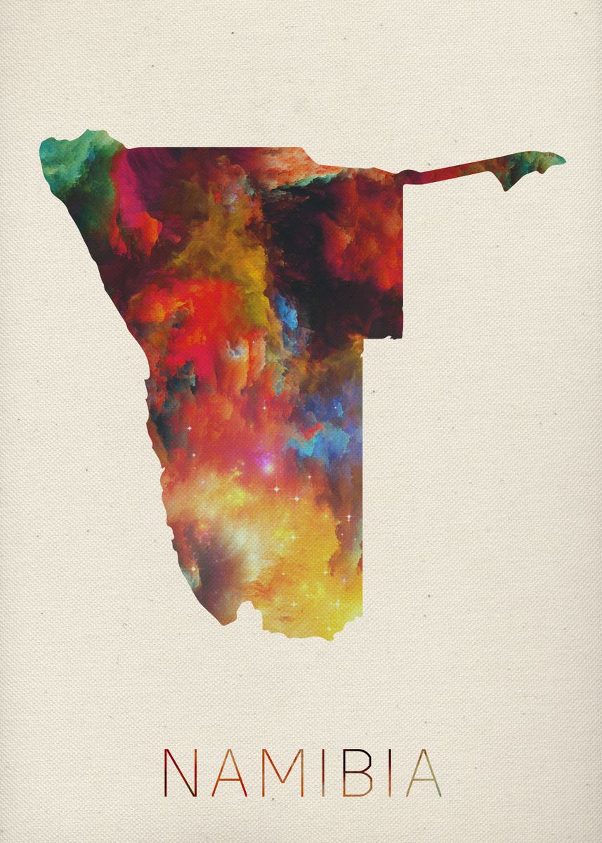 'Namibia Watercolor Map' Poster, picture, metal print, paint by Design ...